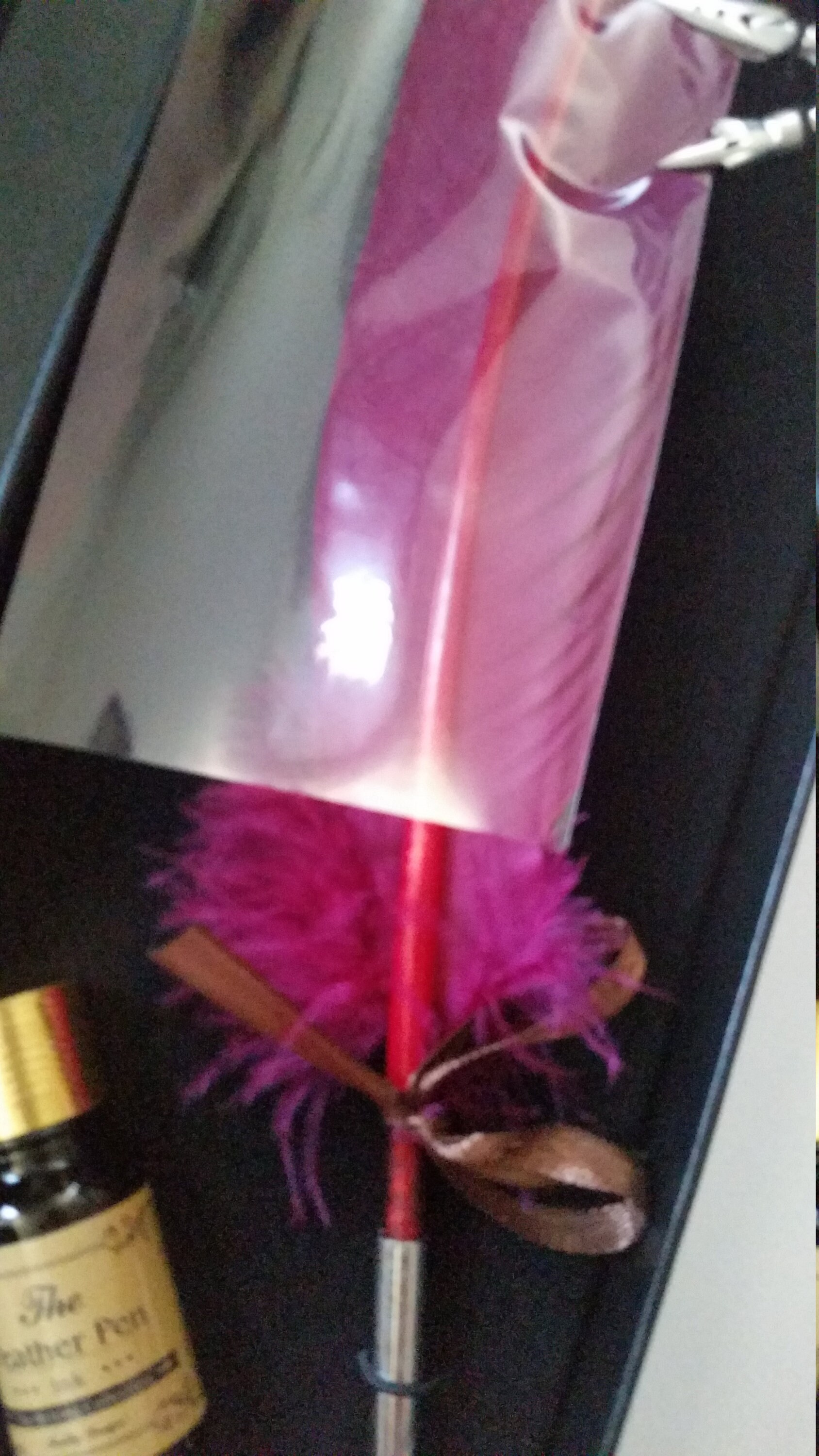 Retro Style Magenta Turkey Feather Pen With Copper Pen Shaft Quill Pen ...