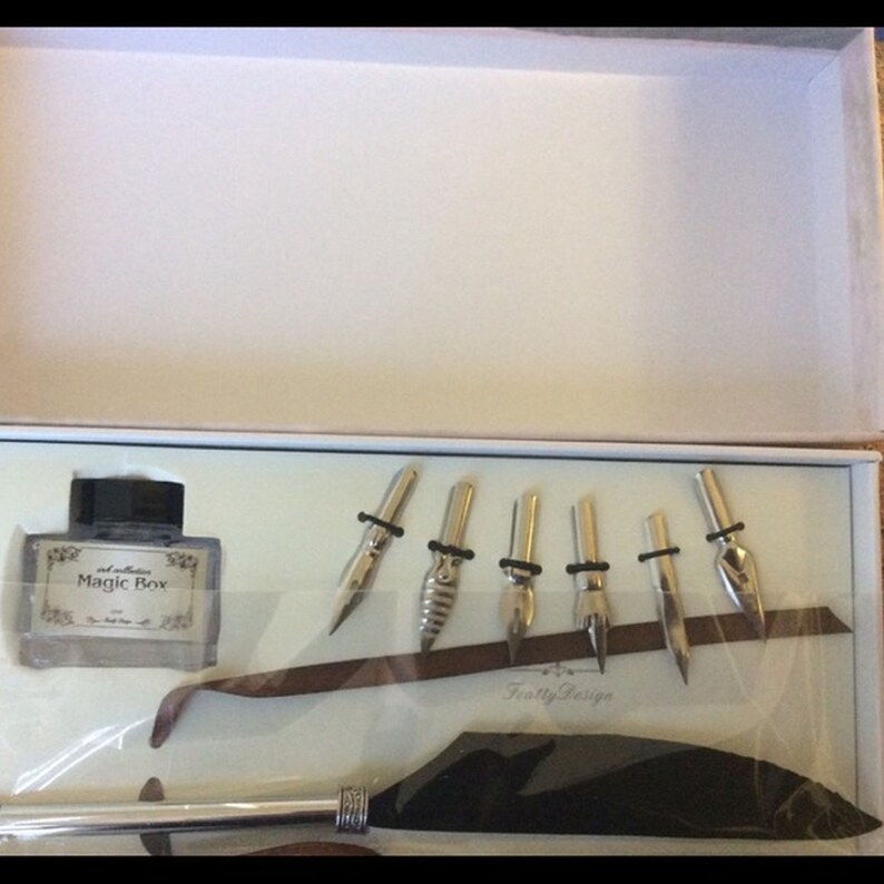 Black Quill Pen Set, Goose Feather Quill Pen With 6 Different Shaped ...
