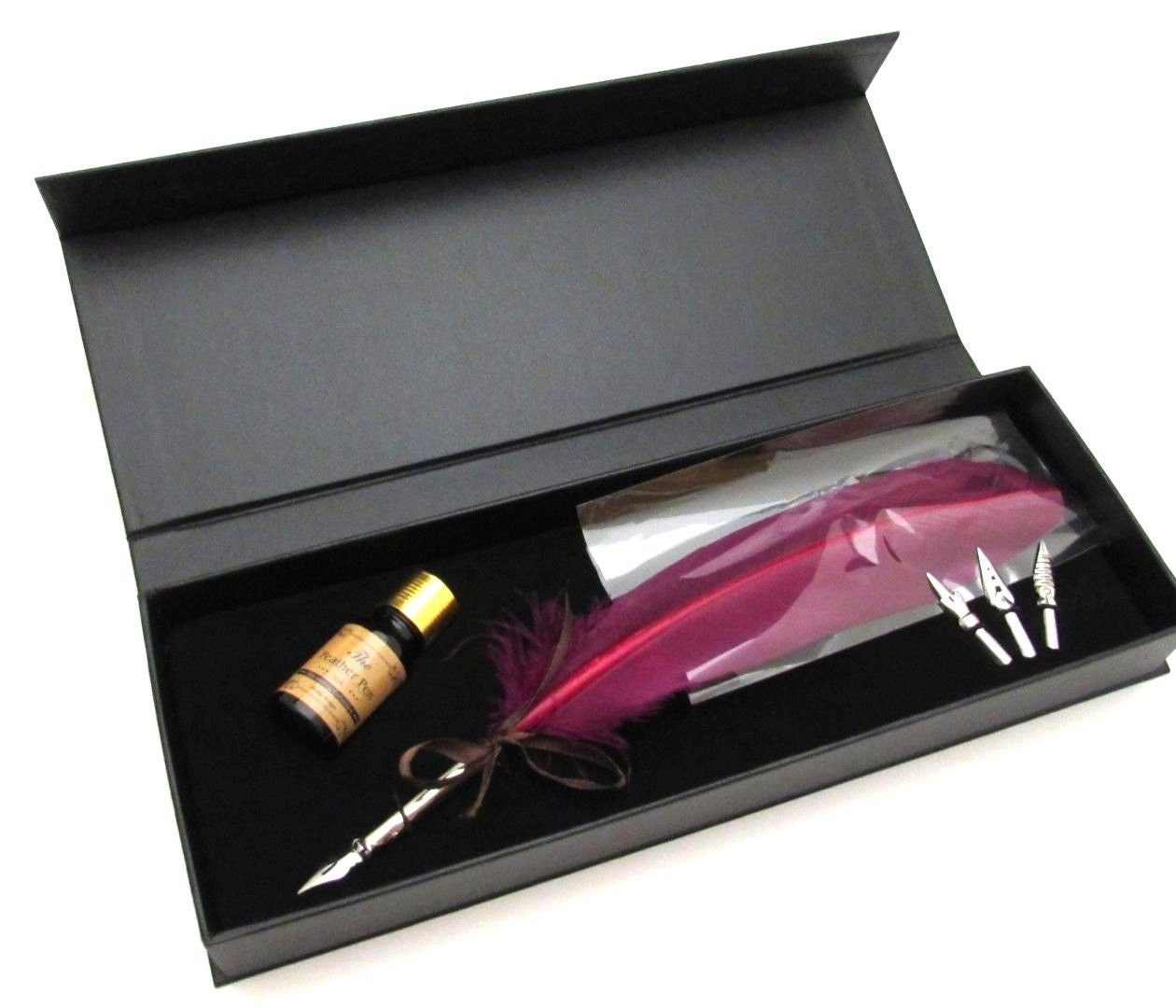 Retro Style Magenta Turkey Feather Pen With Copper Pen Shaft Quill Pen ...