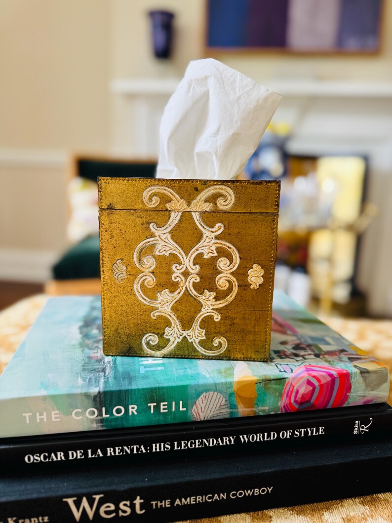 Vintage Florentine Tissue Box Cover, Made in Italy- Gold and White - Etsy