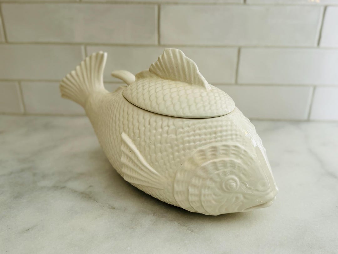 Large White Ceramic Fish Soup Tureen, Marked 1981 - Etsy