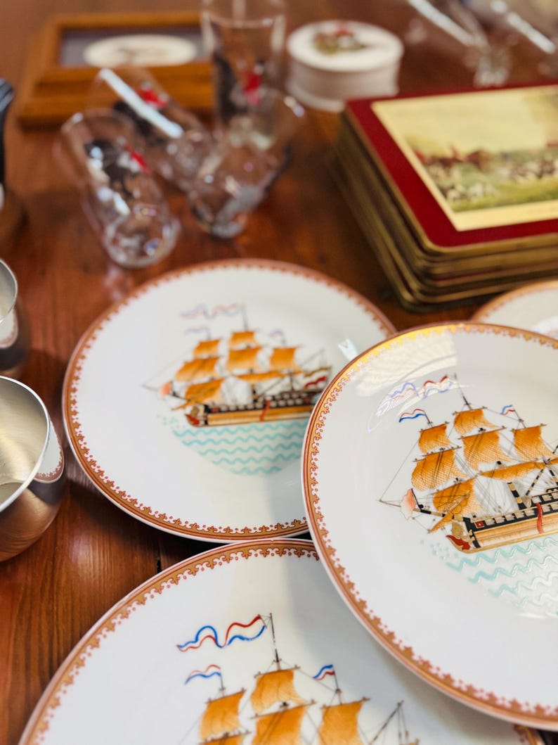 Vintage Three Mast Ship- Sailing Ship Plates- Set of Five! - Etsy
