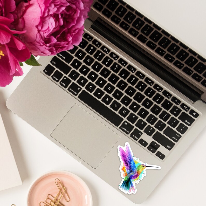 Hummingbird Water Bottle Sticker | Rainbow, Watercolor, Purple, Pink ...