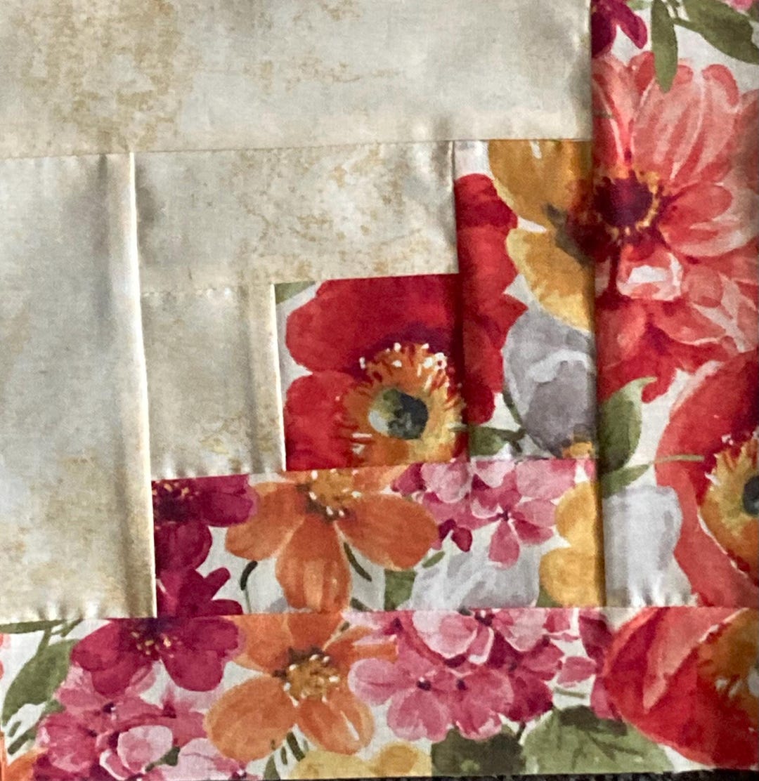 Floral Quilt Blocks Set of 16 Log Cabin Wilmington and Northcott ...