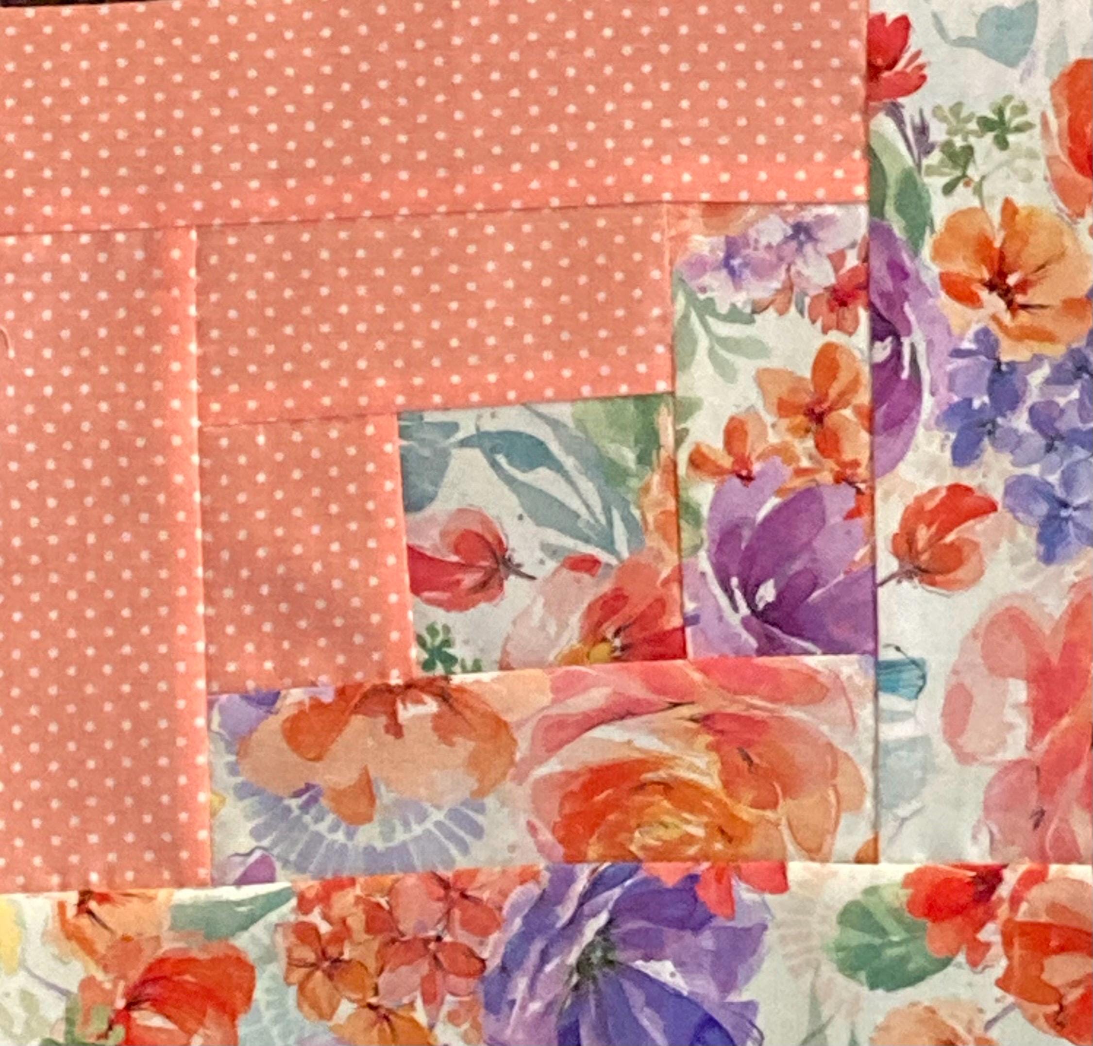 Floral Quilt Blocks Set of 16 Log Cabin Robert Kaufman - Etsy