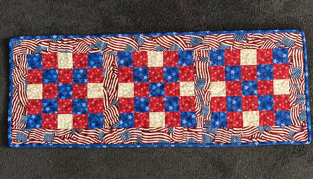 Americana Double Irish Chain Table Runner 14.5” X 37”… - Etsy