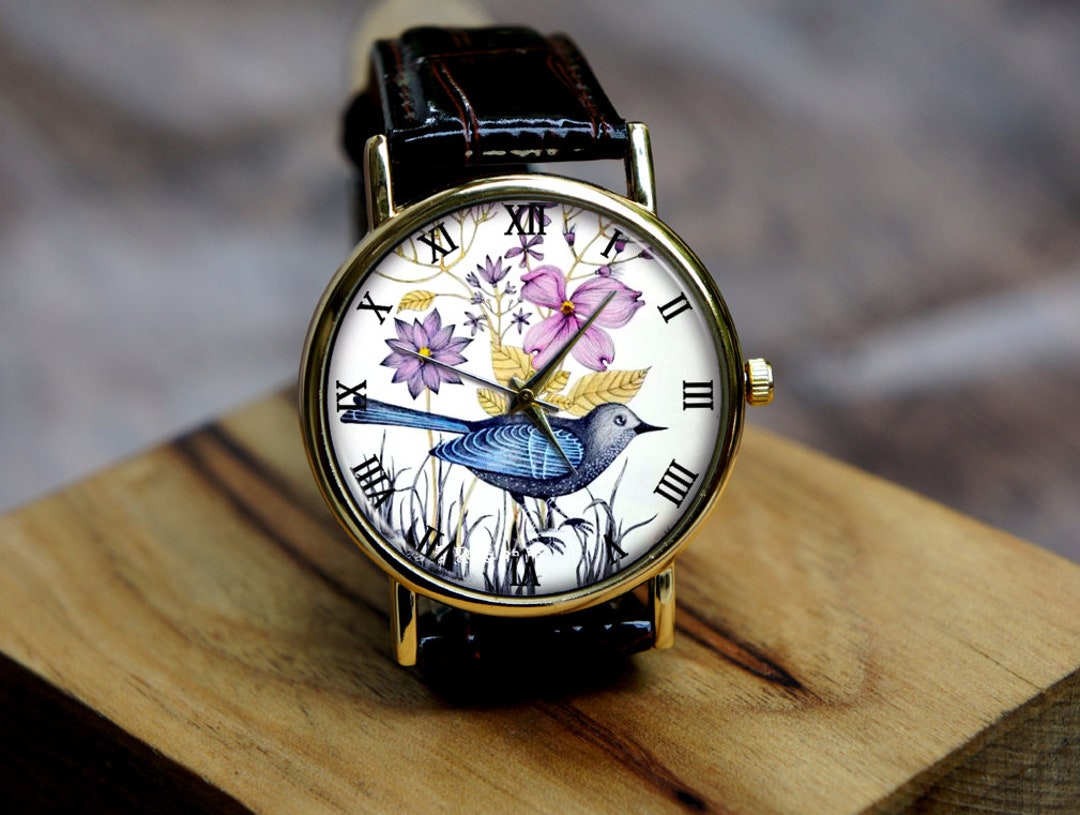 Floral and Bird Watch, Unisex Wrist Watch, Men’s and Women’s Watch ...