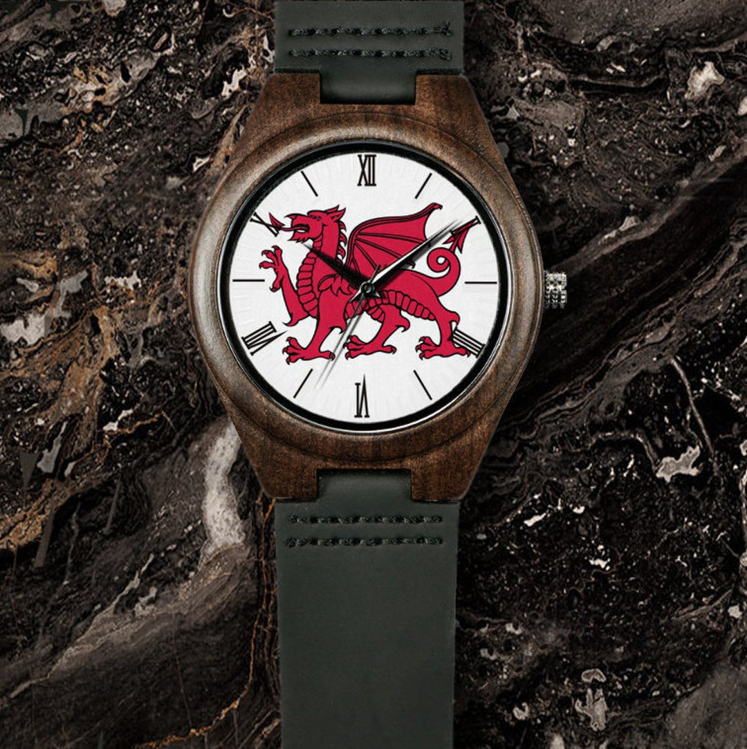 Welsh Dragon Flag Watch, Welsh Watch, Dragon Watch, Wooden Watch ...