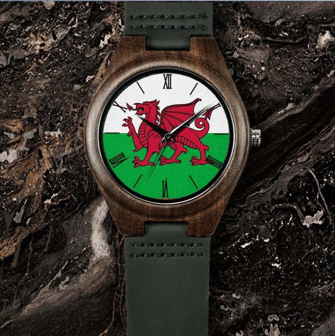Welsh Dragon Flag Watch Welsh Watch Dragon Watch Wooden - Etsy