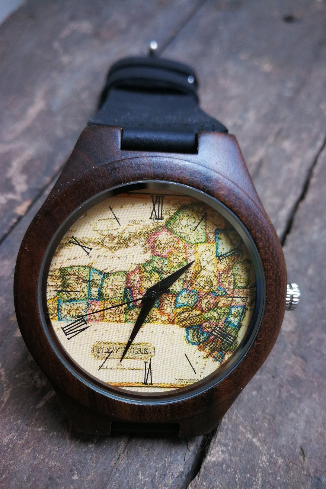 Vintage New York City Map Watch, World Map Watch, Sotheby's Auction Map ...