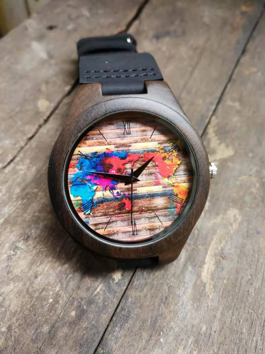 World Map Watch, Vintage Map Watch, Water Color Vintage World Map Watch ...