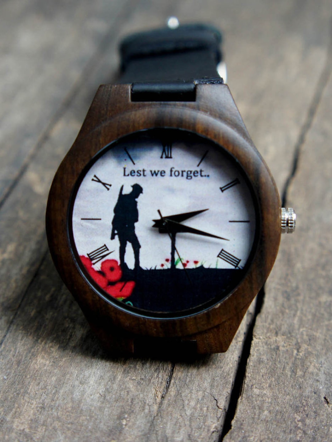 Lest We Forget, Remembrance Day Watch, Unisex Wrist Watch, Wooden Watch ...