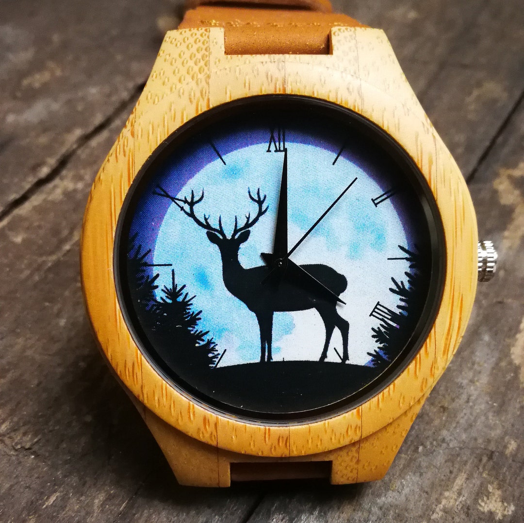 Stag Watch, Deer Watch, Mount Night, Unisex Men's & Women's Watch ...