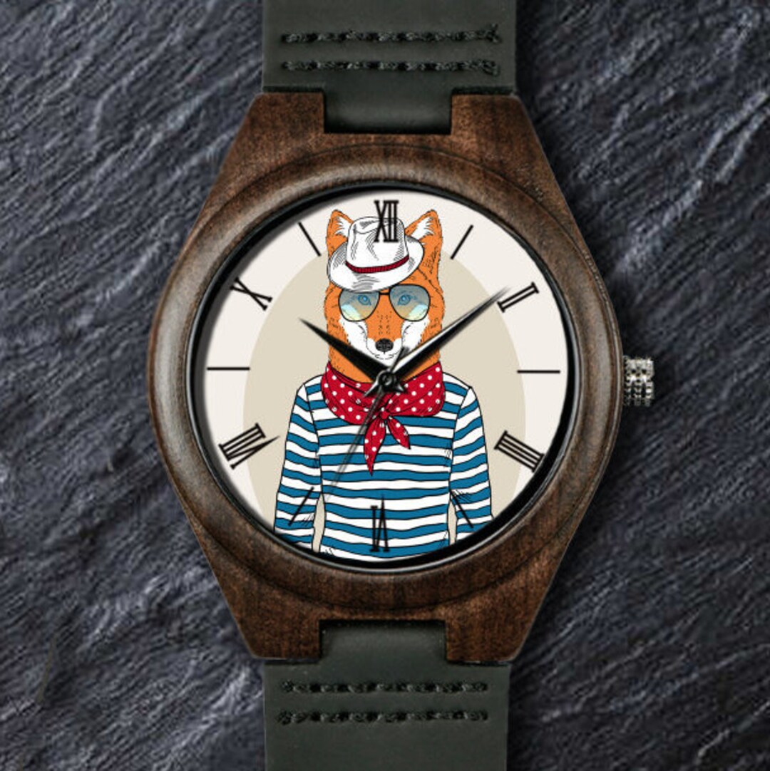 Mr Foxy Watch Mr Fox Watch Fox Watch Wooden Watch Unisex - Etsy