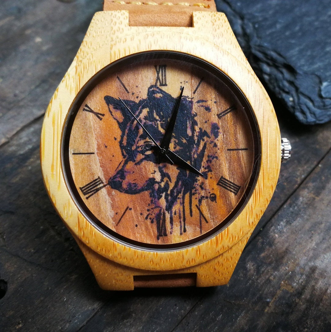 Wolf Watch, Wild Animal Watch, Unisex, Men's and Women's Watch, Wooden ...