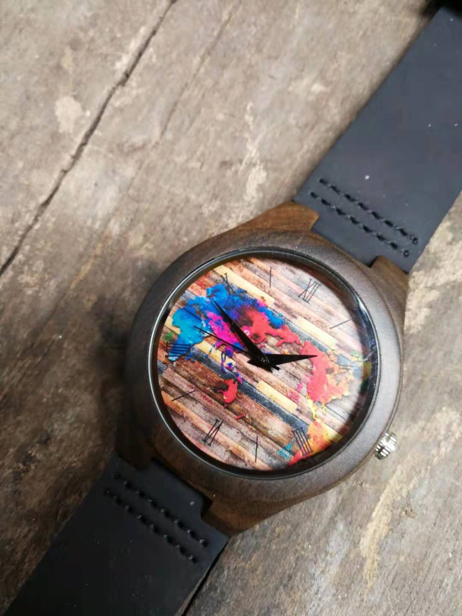 World Map Watch Vintage Map Watch Water Color Vintage World | Etsy UK