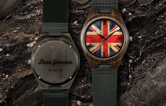 British Union Flag Watch British Flag Watch Wooden Watch | Etsy
