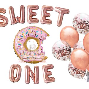 Sweet One Balloons Banner, 1st Birthday Donut Decorations, First ...