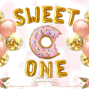 Sweet One Balloons Banner, 1st Birthday Donut Decorations, First ...