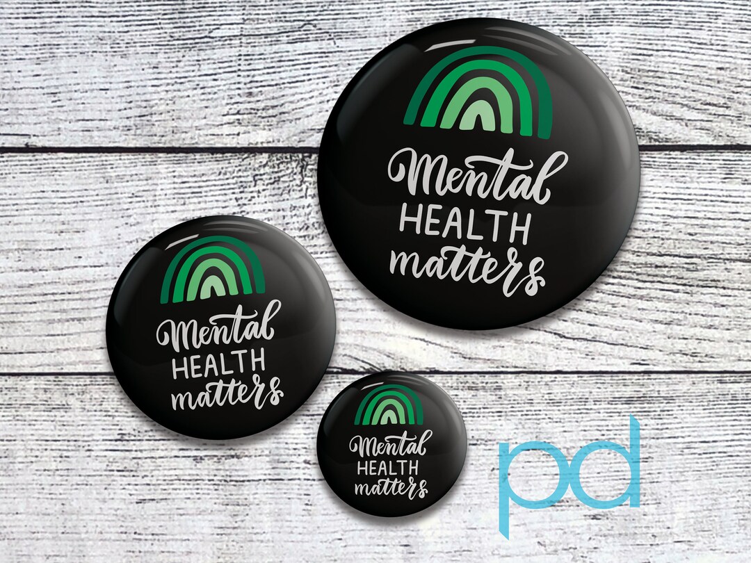 Mental Health Awareness Pin Badge, Green Awareness Rainbow Pin Back ...