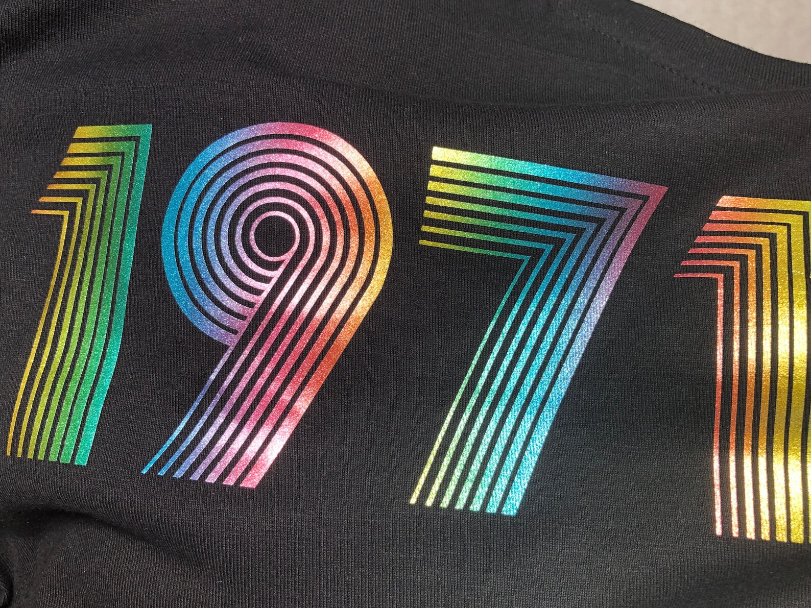1971 T Shirt Funky Effect Vinyl HTV Rainbow Glitter 51st | Etsy