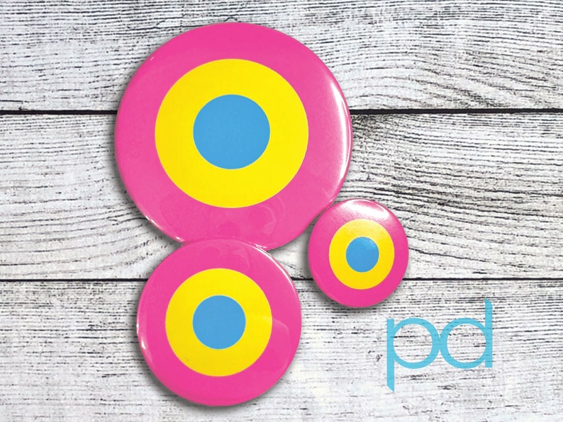 Pansexual Flag Pin Badge Circle Design Using Pan Flag Colours - Etsy