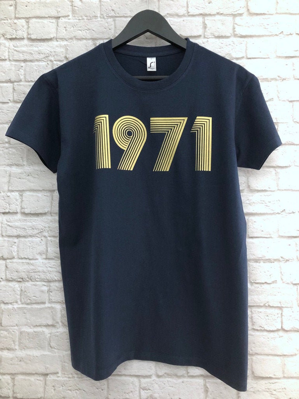 1971 T Shirt Metallic Gold or Silver Foil, Any Year Birthday Gift T ...