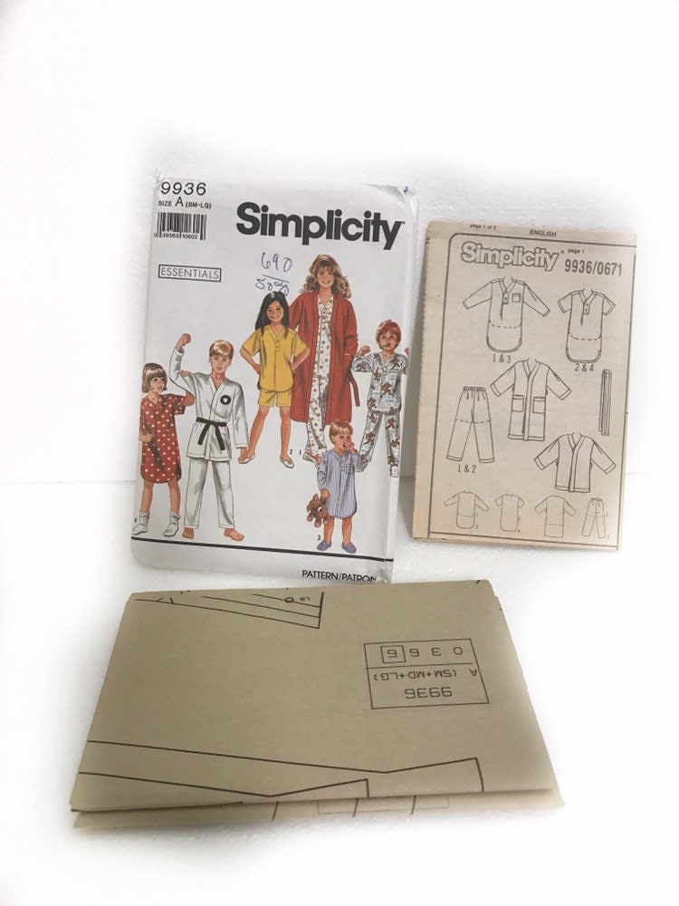 Simplicity 9936 Boys & Girls Nightshirt Pajamas Robe Vintage - Etsy