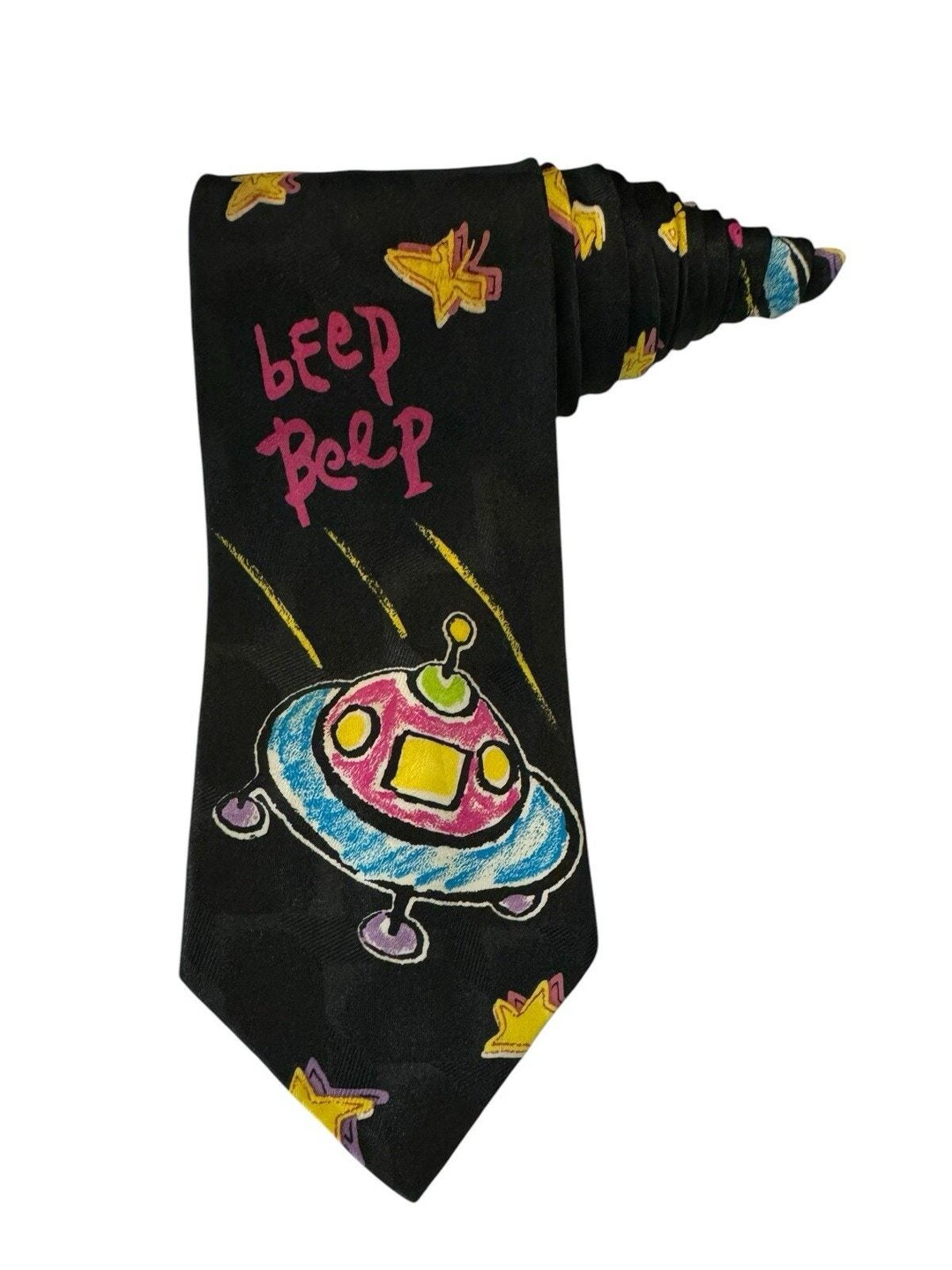 Vintage 1997 Tamagotchi Spaceship Beep Beep Novelty Necktie Polyester ...