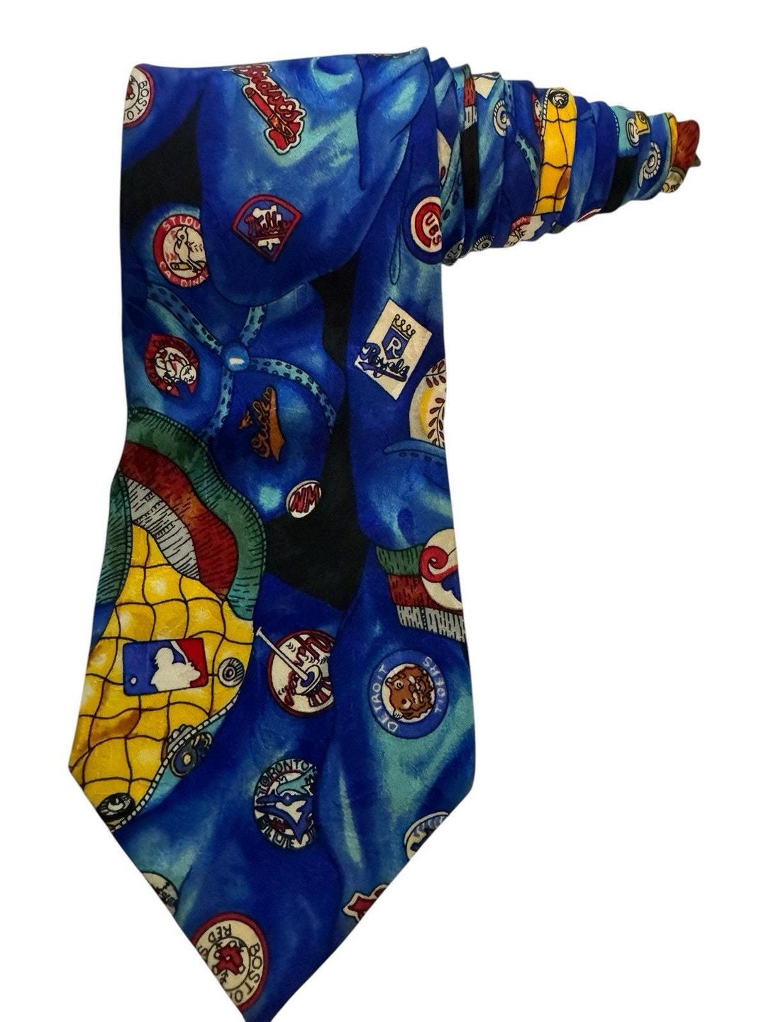 Nicole Miller MLB Baseball Logos 90s Vintage Novelty Necktie Royals ...