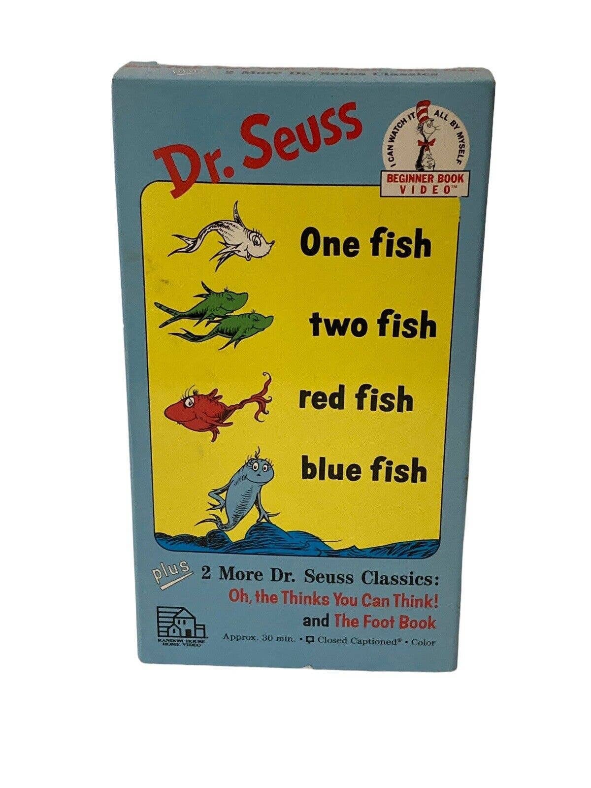 Dr. Seuss One Fish Two Fish Red Fish Blue Fish VHS video tape 1989 ...