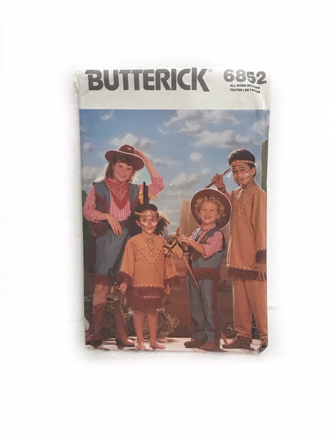 Butterick 6852 Childs Cowboy Native American Indian Costume Sewing ...