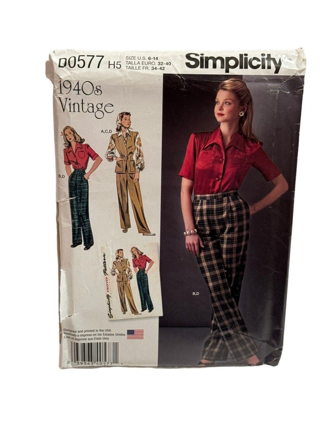 Simplicity 1940's Retro Sewing Pattern 8243 Size 6-14 Uncut Blouse/vest ...