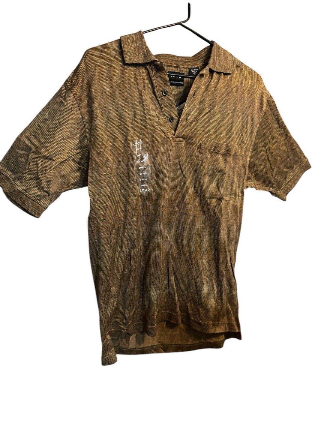 Izod Golf Double Mercerized Gold Brown Diamond Pattern Polo Shirt Small ...