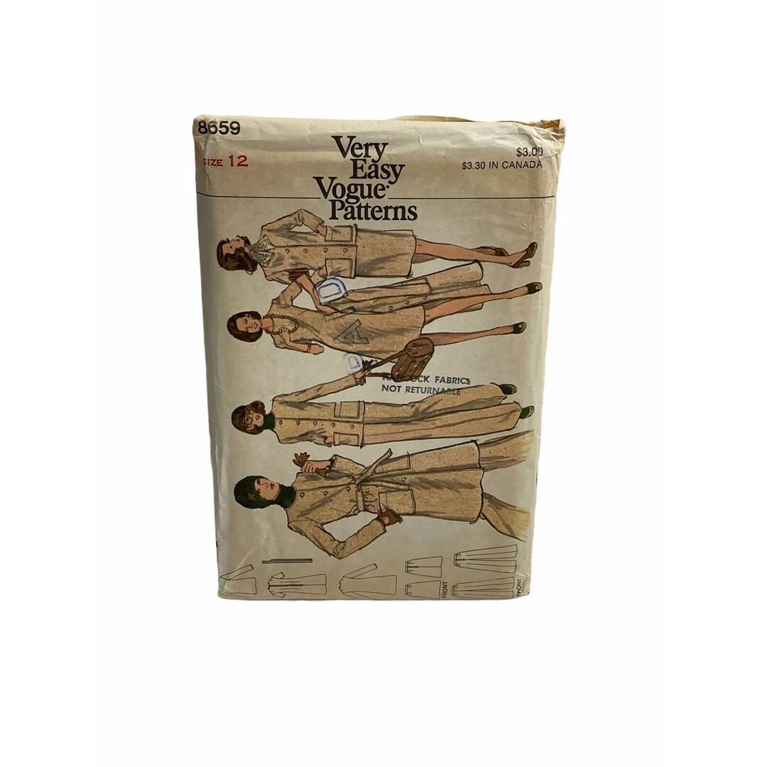 Vogue 8659 Misses Veste Robe Jupe Pantalon Couture Modèle Taille 12 ...