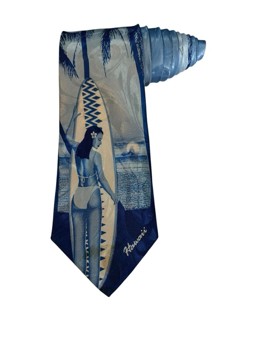 Tropical Hawaii Blue Hula Dancer Surfer Handmade Hawaiian Men's Vintage ...