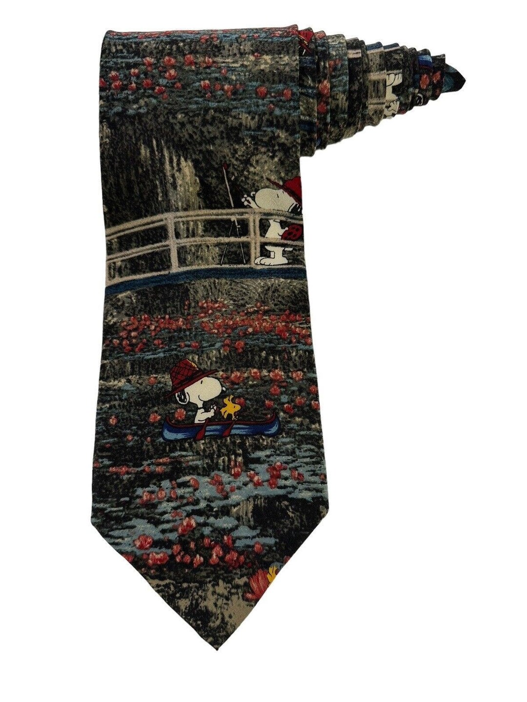 Peanuts Snoopy in Monet’s Garden Cartoon Vintage Novelty Necktie 100% ...