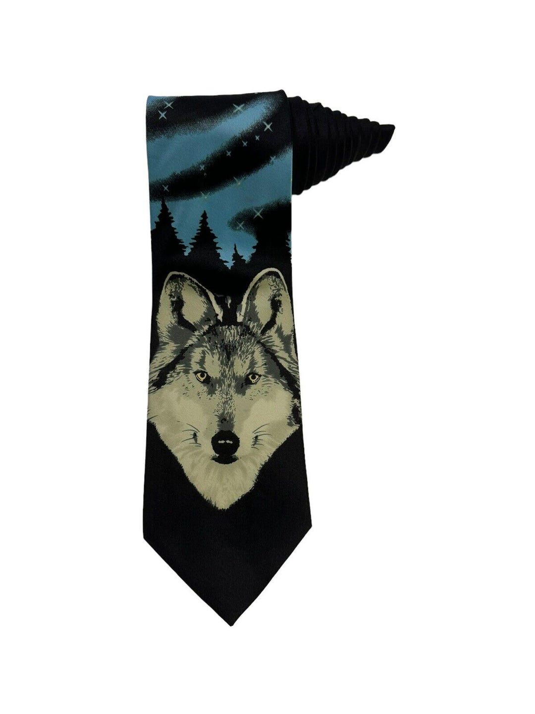 Parquet Wolf Face Wild Animal Tree Stars Vintage Novelty Necktie ...
