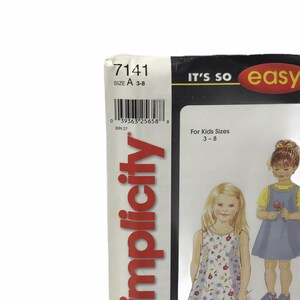 Simplicity Sewing Pattern 7141 A 3-8 Kids Sizes Childs Girls - Etsy