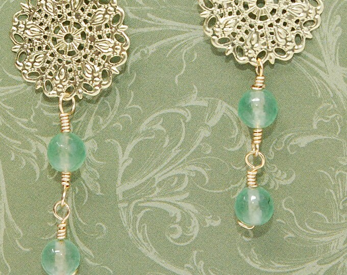 16th Century Safavid Persian Earrings: Gold Tone Filigree and Faceted ...