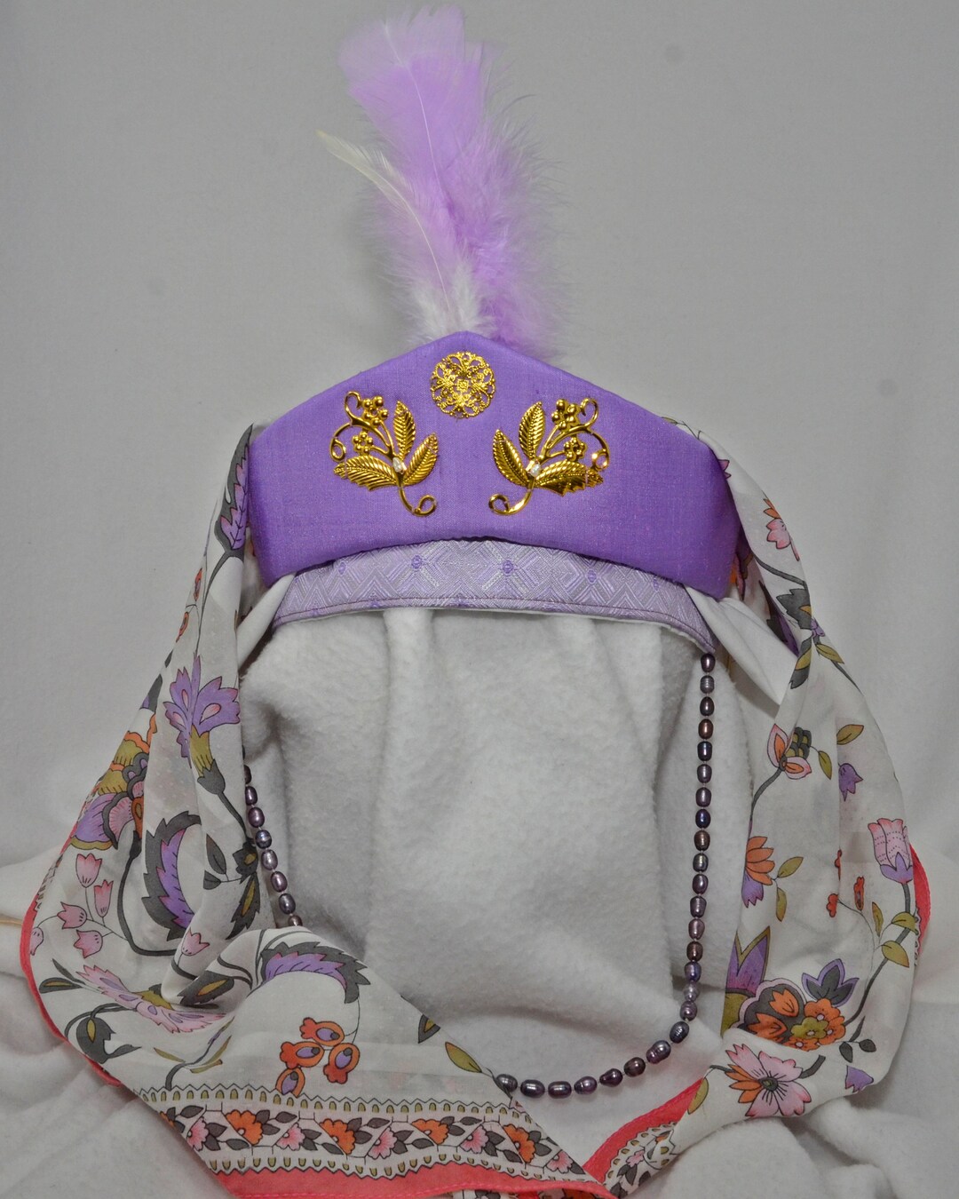 Women's Persian Style Taj Diadem. Lavender Silk W Gold Filigree ...