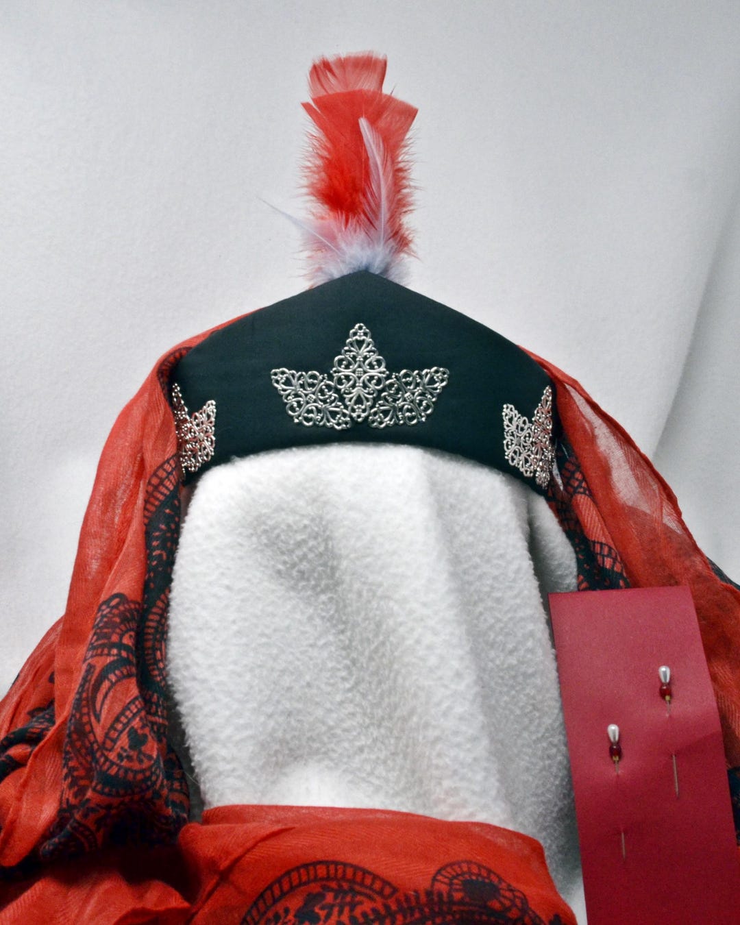 SCA Ducal Regalia Women's Persian Style Taj Diadem Black Silk Silver ...