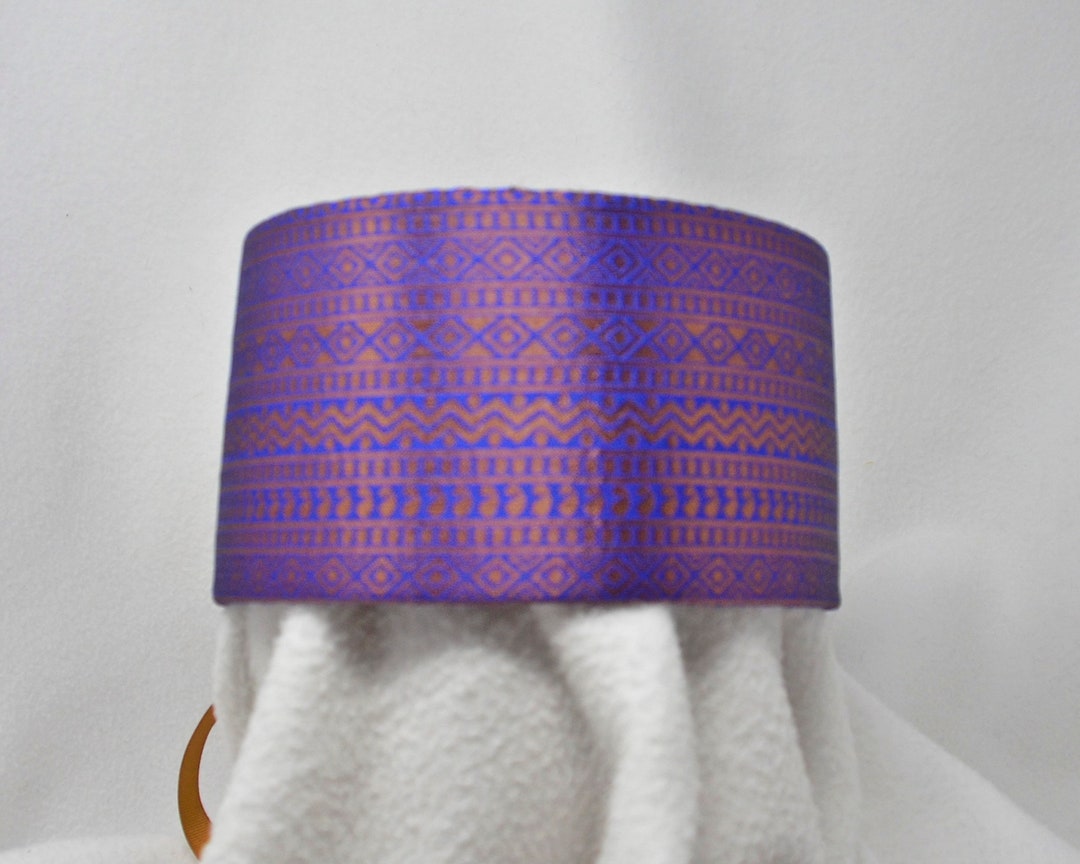 Royal Blue and Copper Sari Brocade Framed Pillbox Hat Unisex Adjustable ...