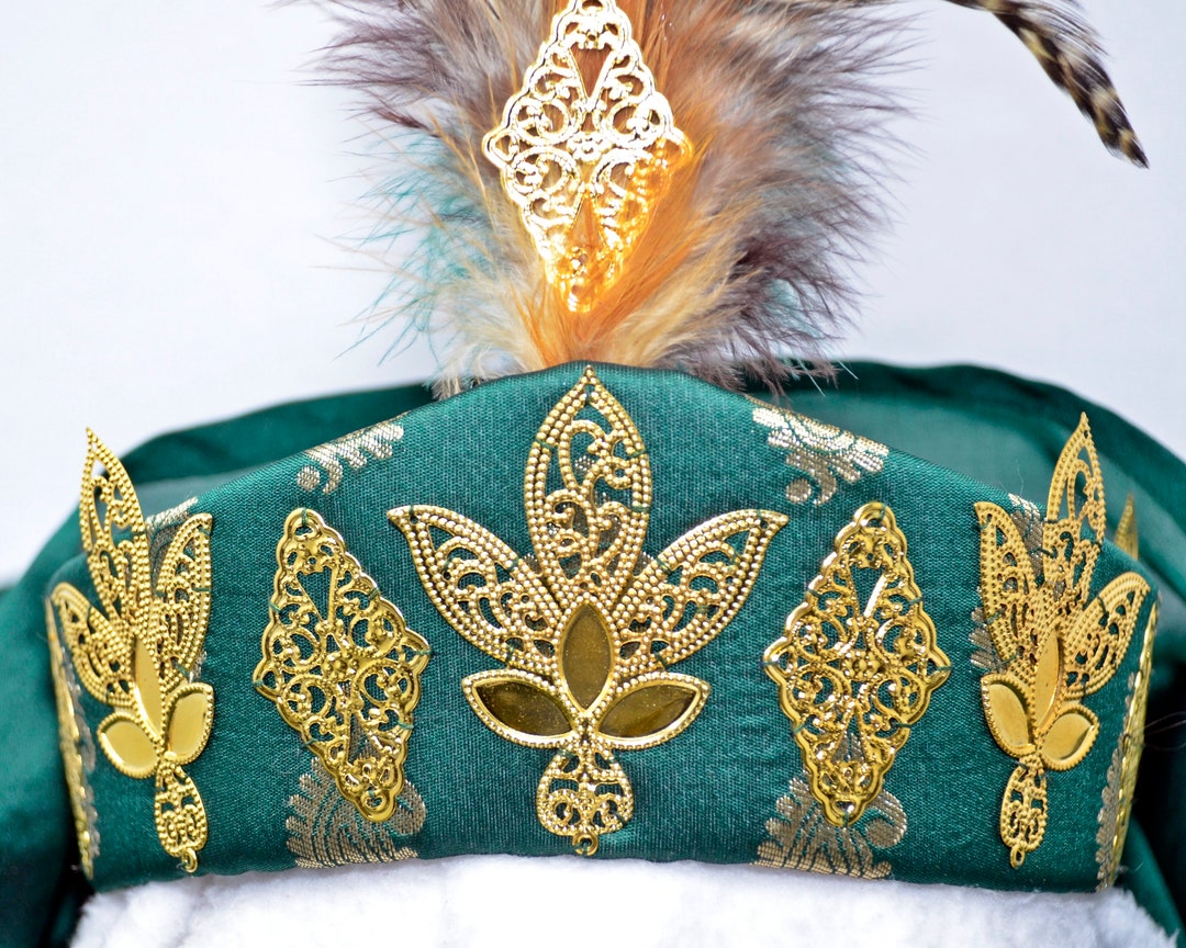 SCA Ducal Regalia Women's Persian Style Taj Diadem. Green Sari Brocade ...