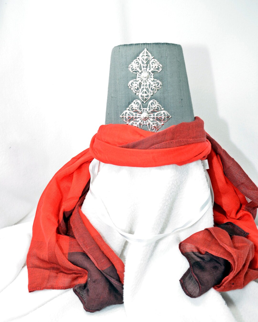 Women's Ottoman Turkish Tarpus Headdress Silver Silk W Silver Filigree ...