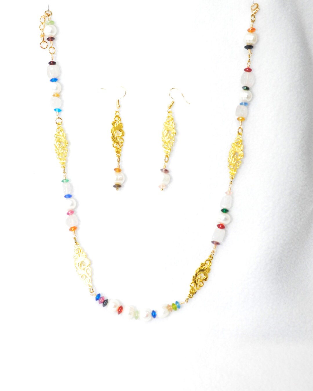 16th Century Safavid Persian Earrings and Necklace: Genuine Pearl, Rock ...