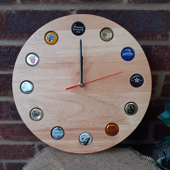Unusual 25cm Wooden Bottle Cap Clock Beer caps Cava caps | Etsy