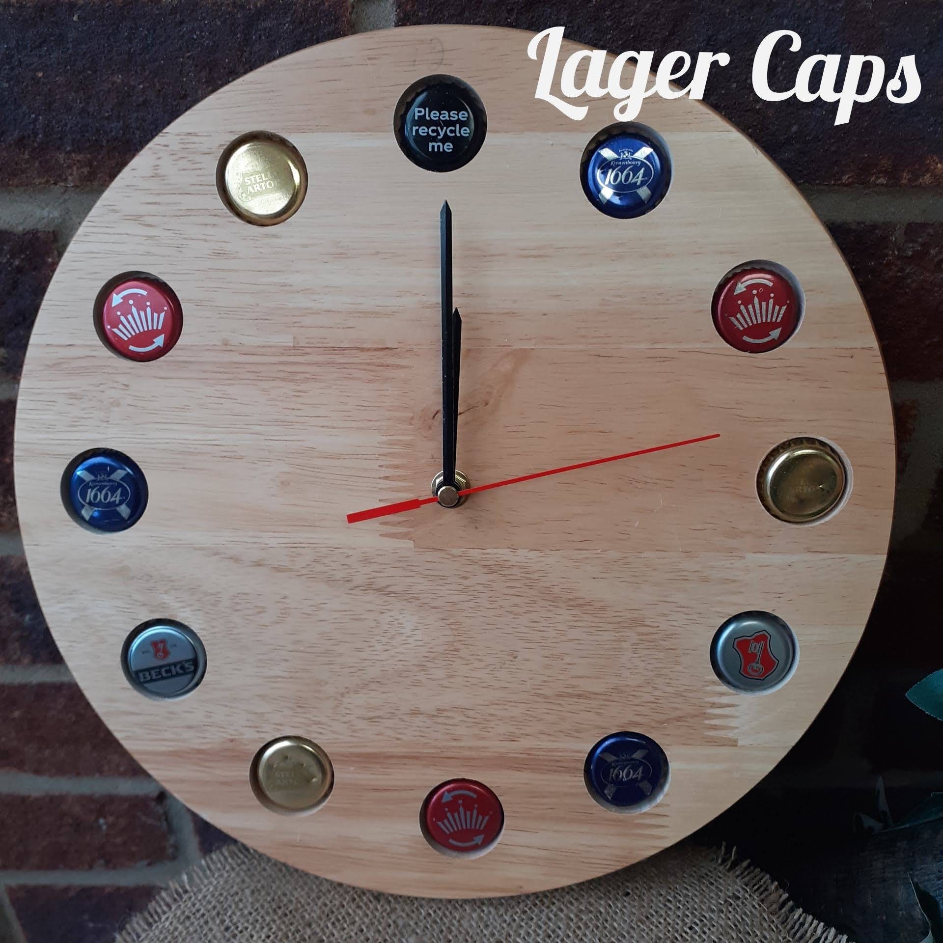 Unusual 25cm Wooden Bottle Cap Clock, Beer Caps, Cava Caps Wine Caps - Etsy