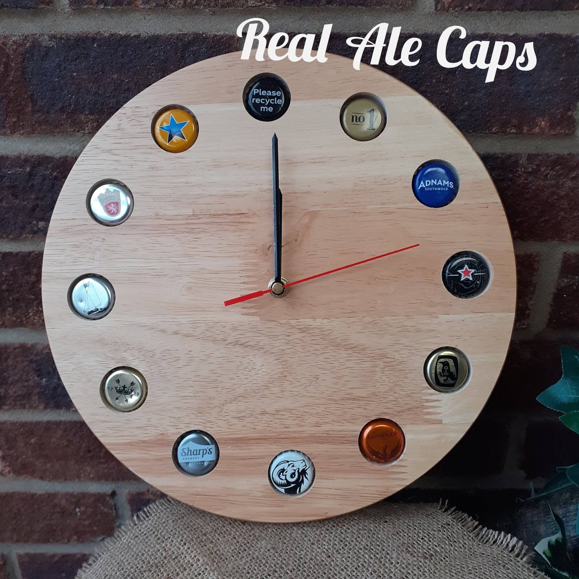 Unusual 25cm Wooden Bottle Cap Clock, Beer Caps, Cava Caps Wine Caps - Etsy