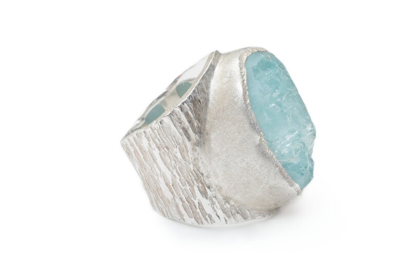 Men's Raw Aquamarine & Sterling Silver Macho Ring - Etsy